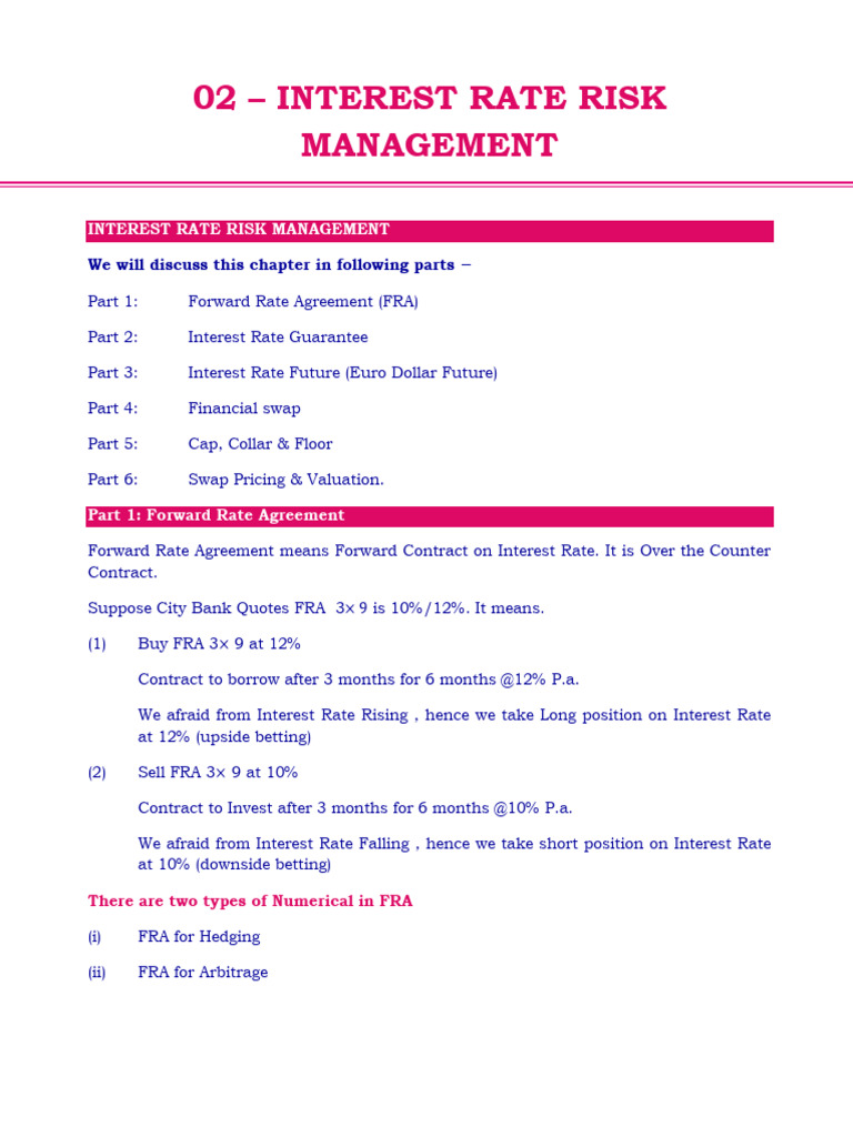 Interest Rate Risk Management Strategies | PDF | Swap (Finance) | Interest