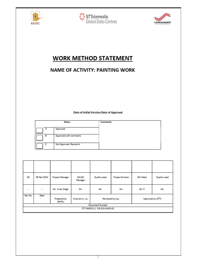 RKIPL Painting Work Method Statement | PDF | Specification (Technical ...