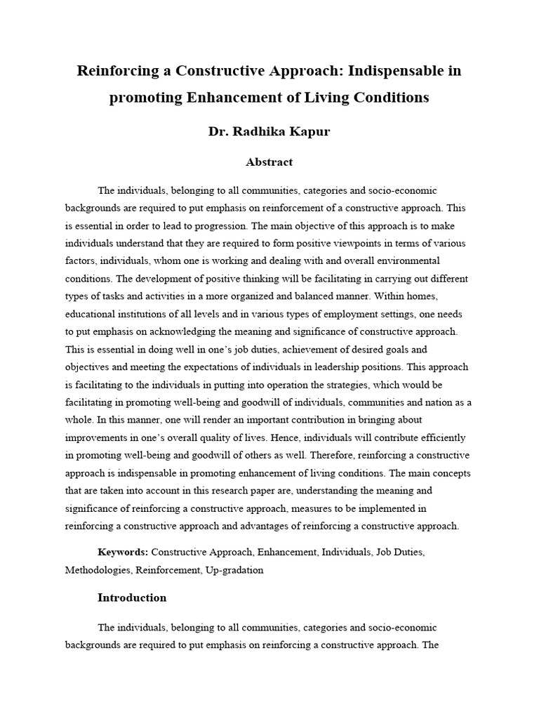 Reinforcinga Constructive Approach 344 | PDF | Goal | Methodology