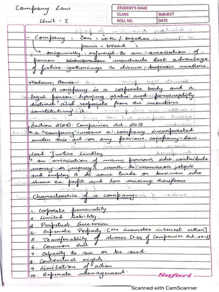 Company Law 3 Units | PDF
