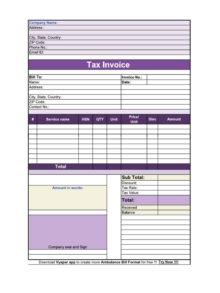 Ambulance Bill Format 03 | PDF