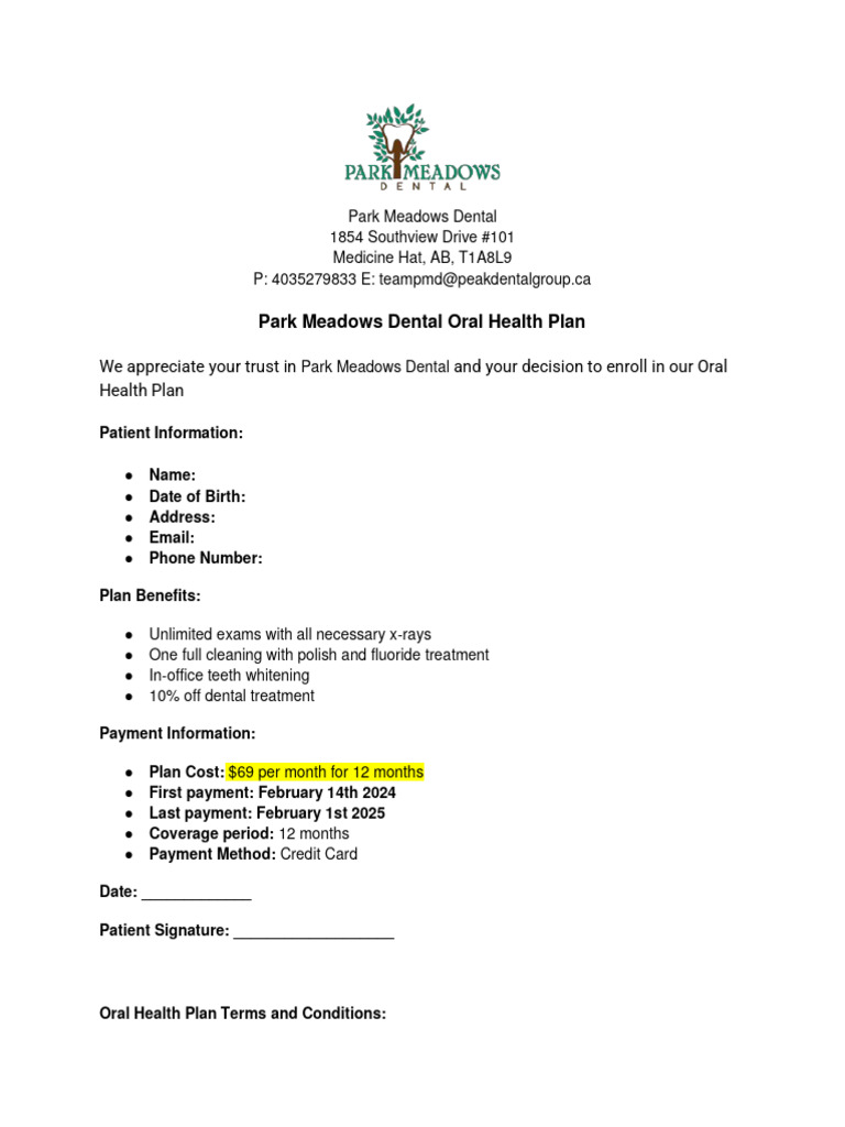 PMD-ORAL-HEALTH-CARE-PLAN | PDF | Dentistry | Payments