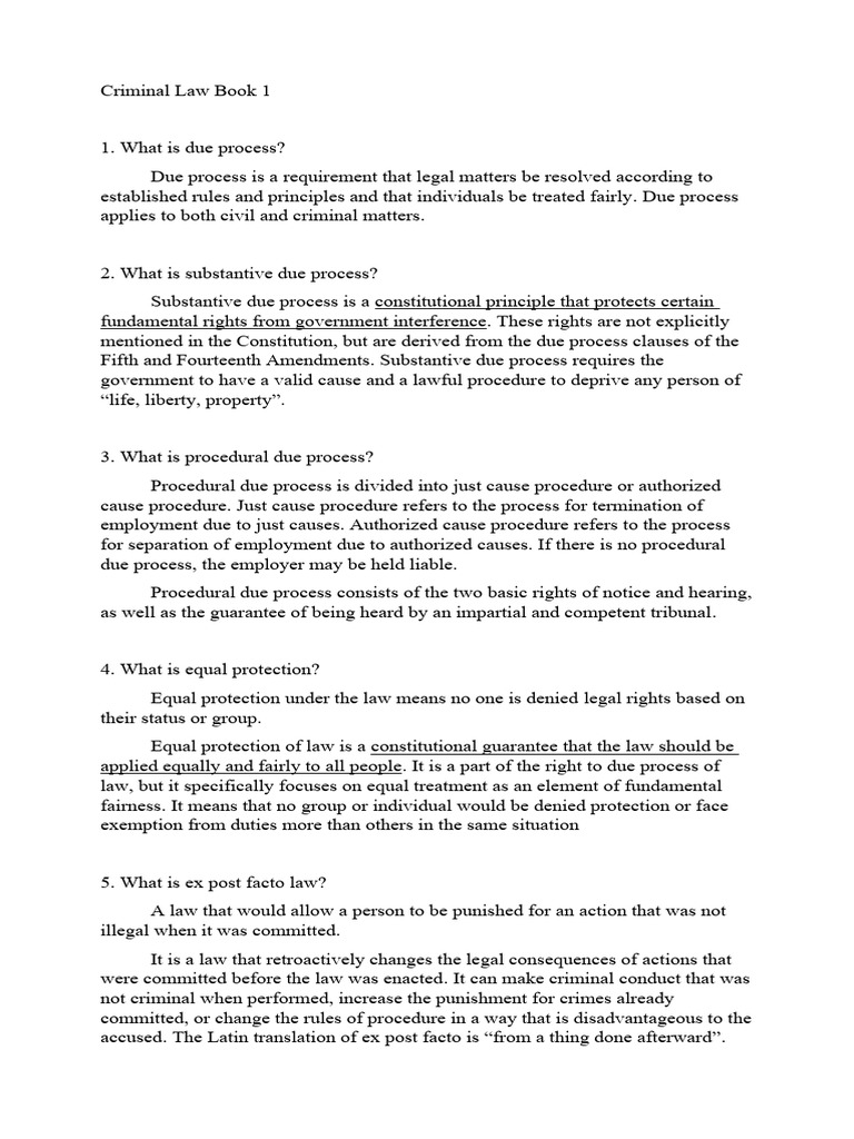 Key Concepts in Criminal Law Explained | PDF | Fourteenth Amendment To ...