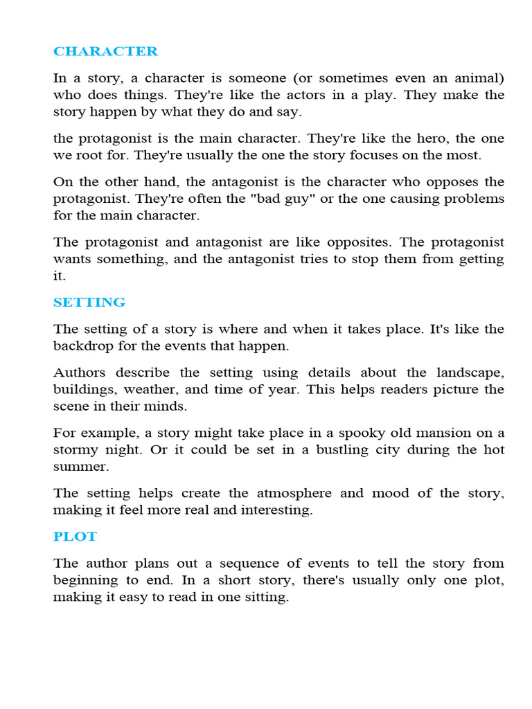 Elements of Short Story Explained | PDF | Narration | Plot (Narrative)