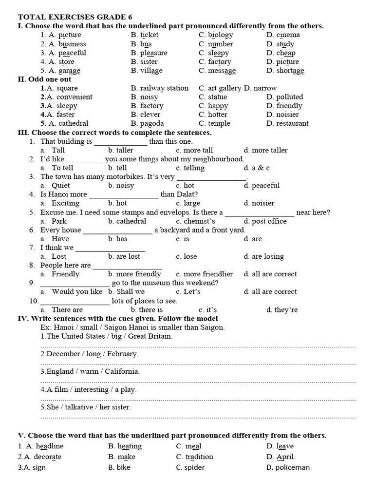 Total Exercises Grade 6 | PDF | Language Arts & Discipline