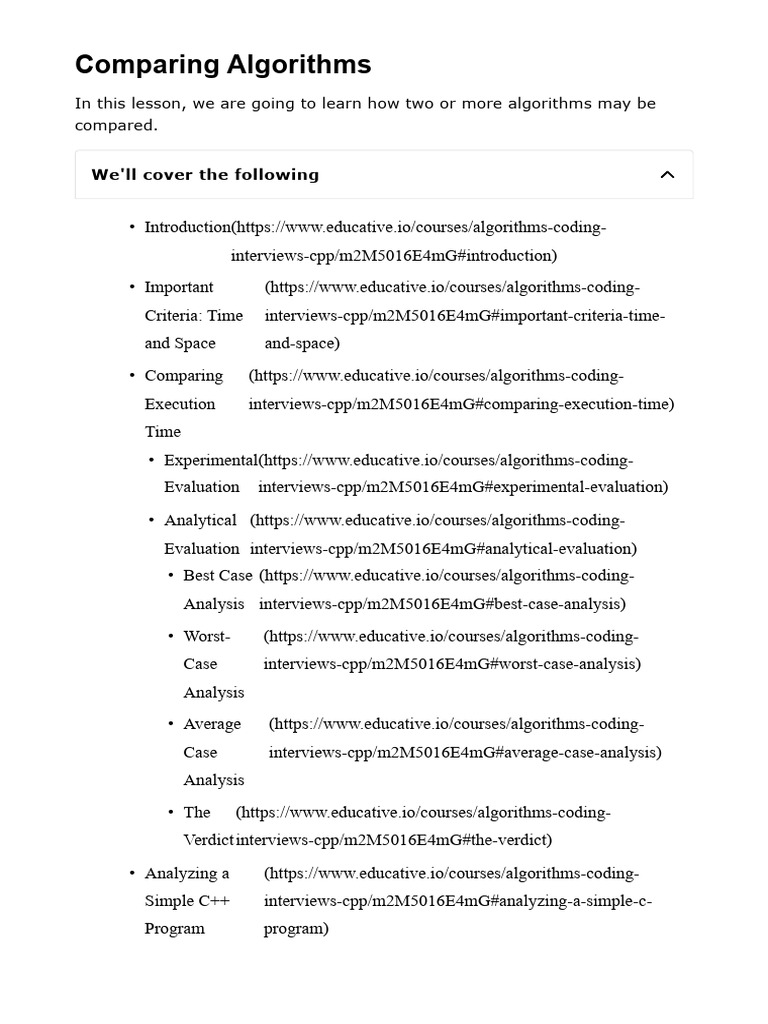 7 Comparing Algorithms | PDF | Algorithms | Software Engineering 7 Comparing Algorithms | PDF | Algorithms | Software Engineering