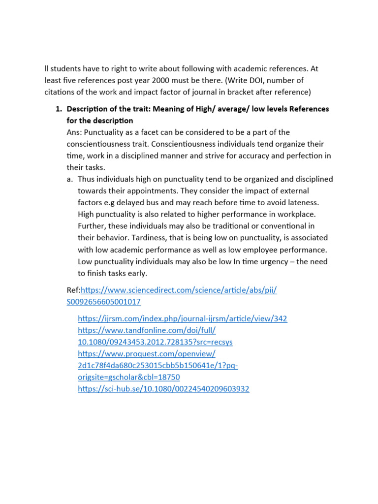 Personality Assignment | PDF | Job Satisfaction | Procrastination