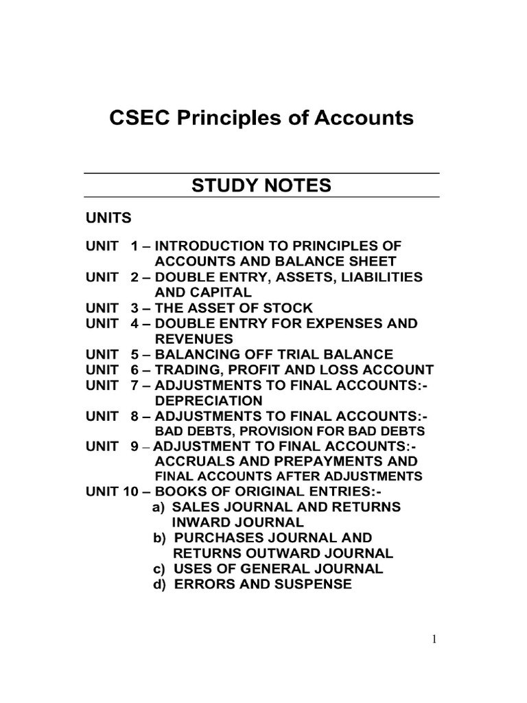 CSEC Accounts Study Guide | PDF