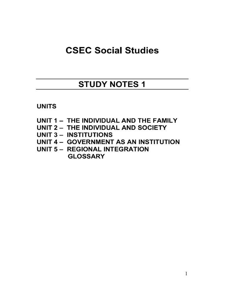 CSEC Social Studies Study Notes | PDF