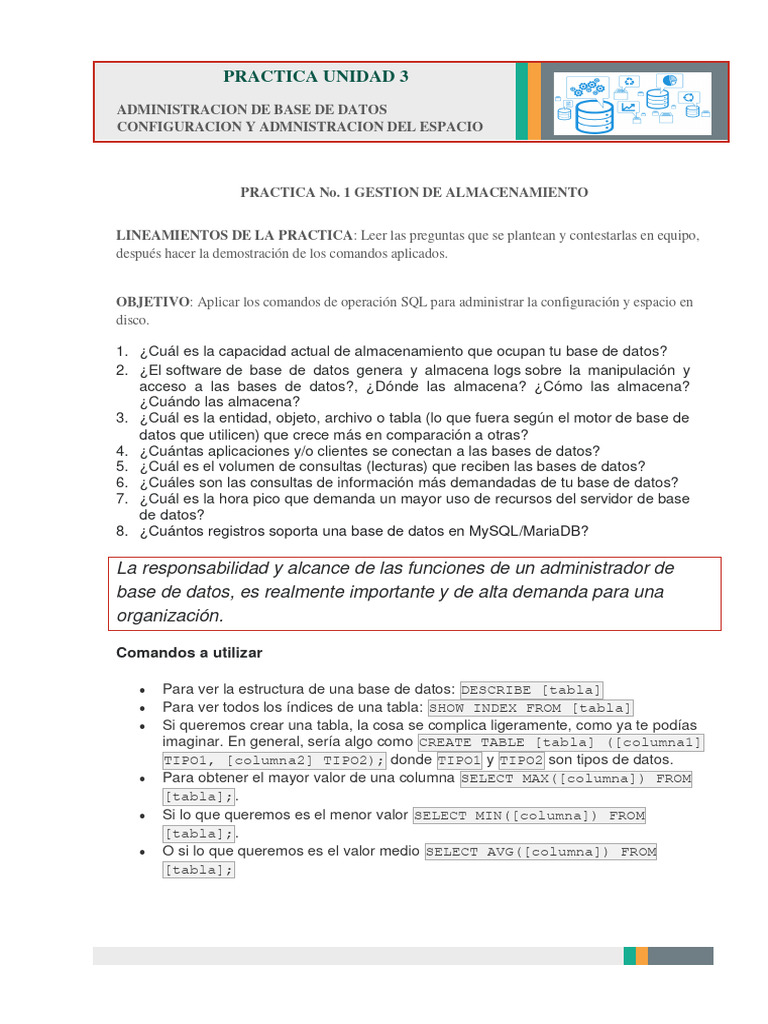 Practica 1. Unidad 3 | PDF | Bases de datos | Mi sql