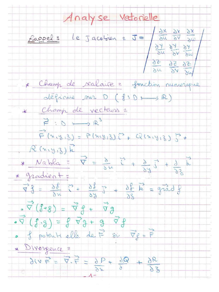Résumé Analyse Vectorielle | PDF