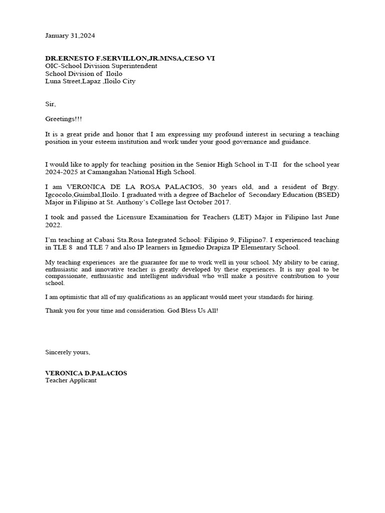 Application Letter | PDF