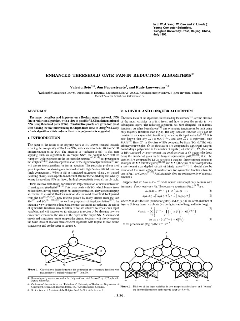 ENHANCED THRESHOLD GATE FAN-IN REDUCTION ALGORITHMS | PDF | Computational Science | Algorithms