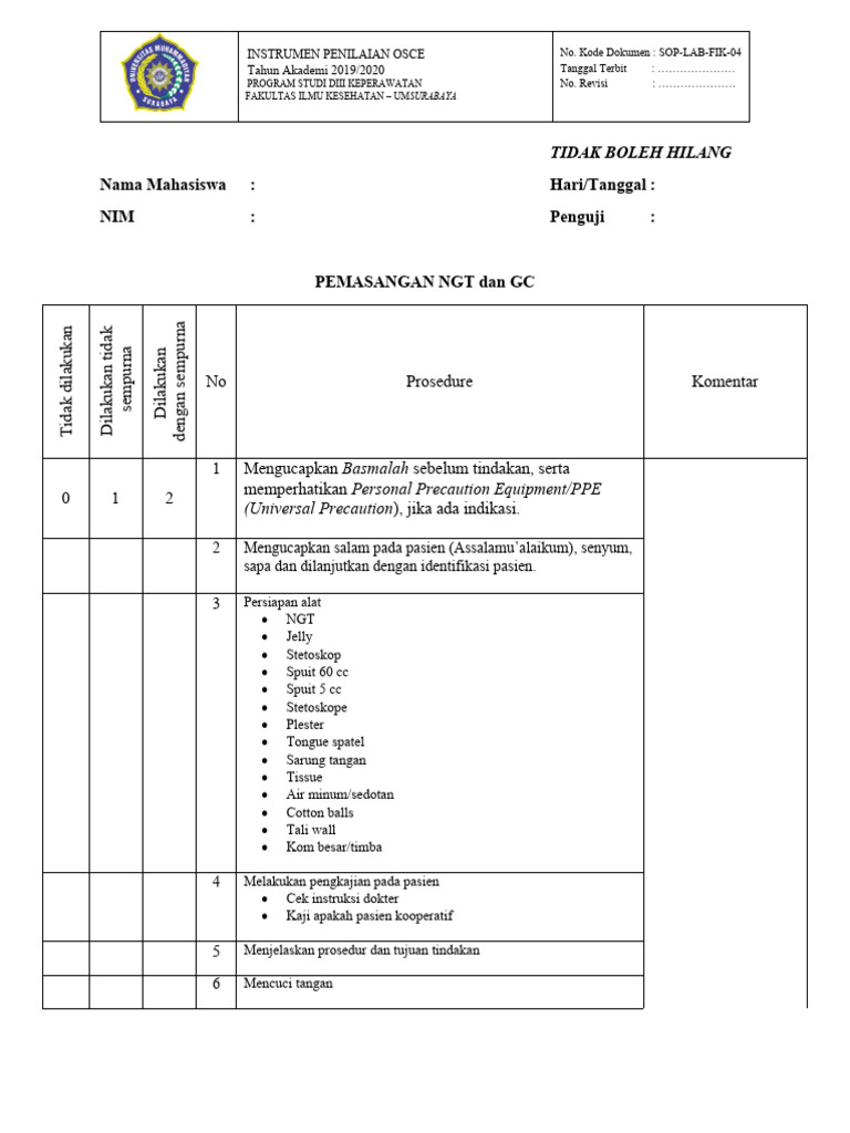 Pemasangan NGT Dan GC | PDF