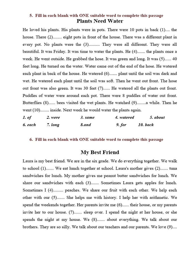 Gapfill Exercises E 9 Keys 2 | PDF | Lunch