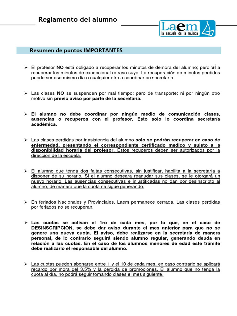 Reglamento Laem Final 2020 | PDF