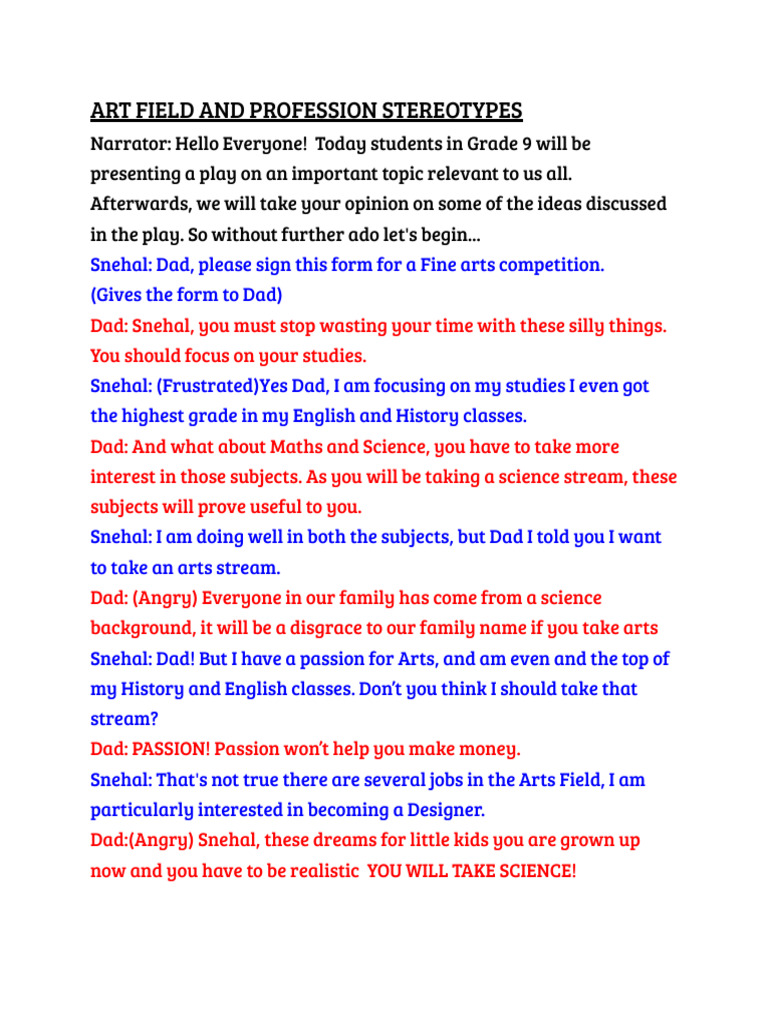 ART FIELD AND PROFESSION STEREOTYPES | PDF | Cognition