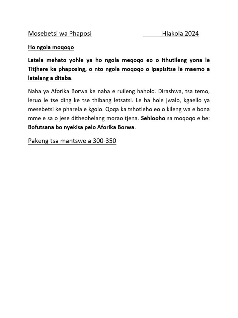 Mosebetsi Wa Sesotho GR10 | PDF