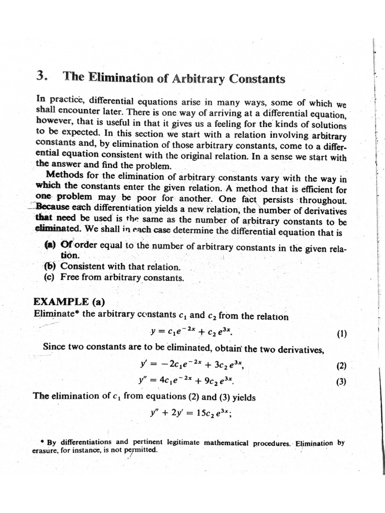Elimination of Arbitrary Constants | PDF Elimination of Arbitrary Constants | PDF