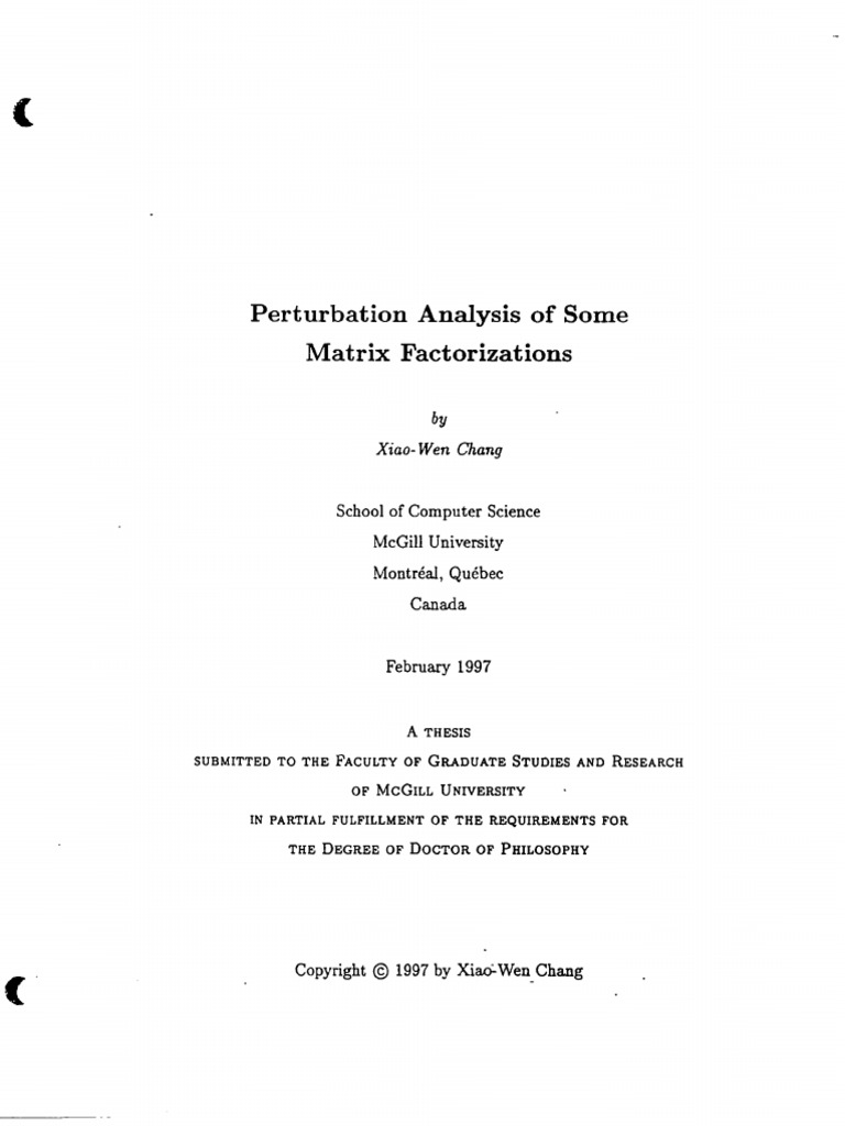 Perturbation Analysis of Some Matrix Factorizations | PDF | Matrix ...