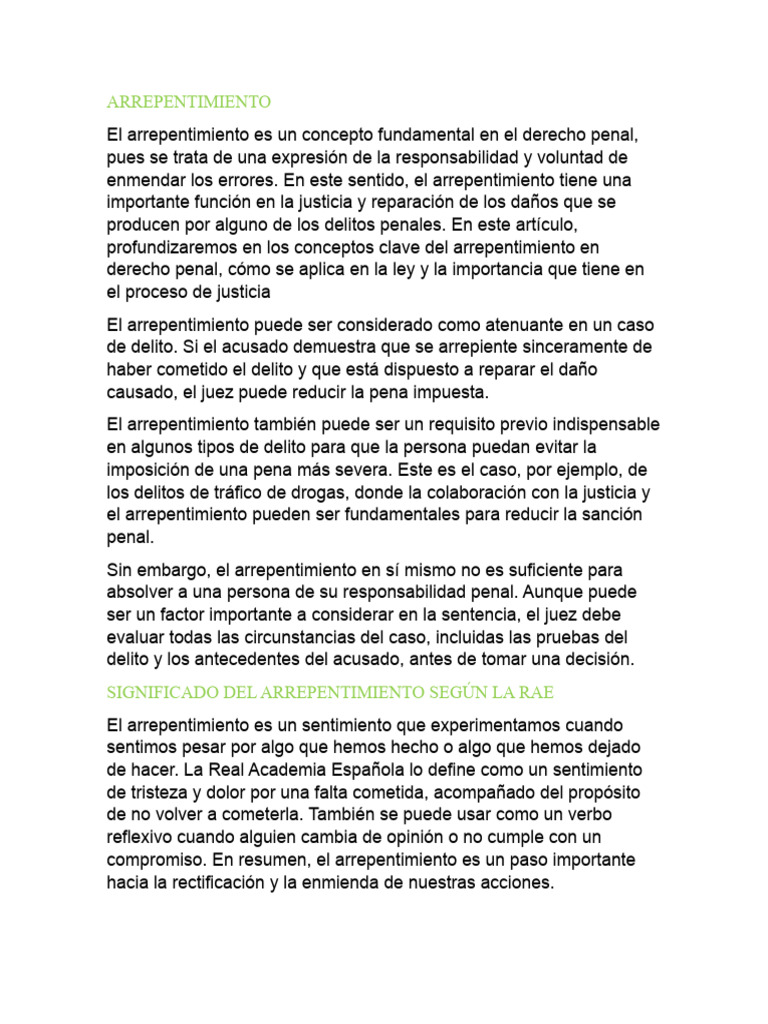 Arrepentimiento en Derecho Penal: Claves | PDF | Derecho penal | Castigos