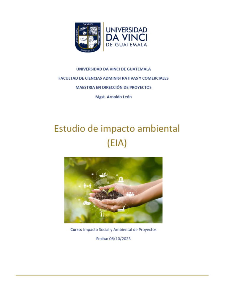 El Estudio de Impacto Ambiental (EIA) | PDF | Evaluación de impacto ...