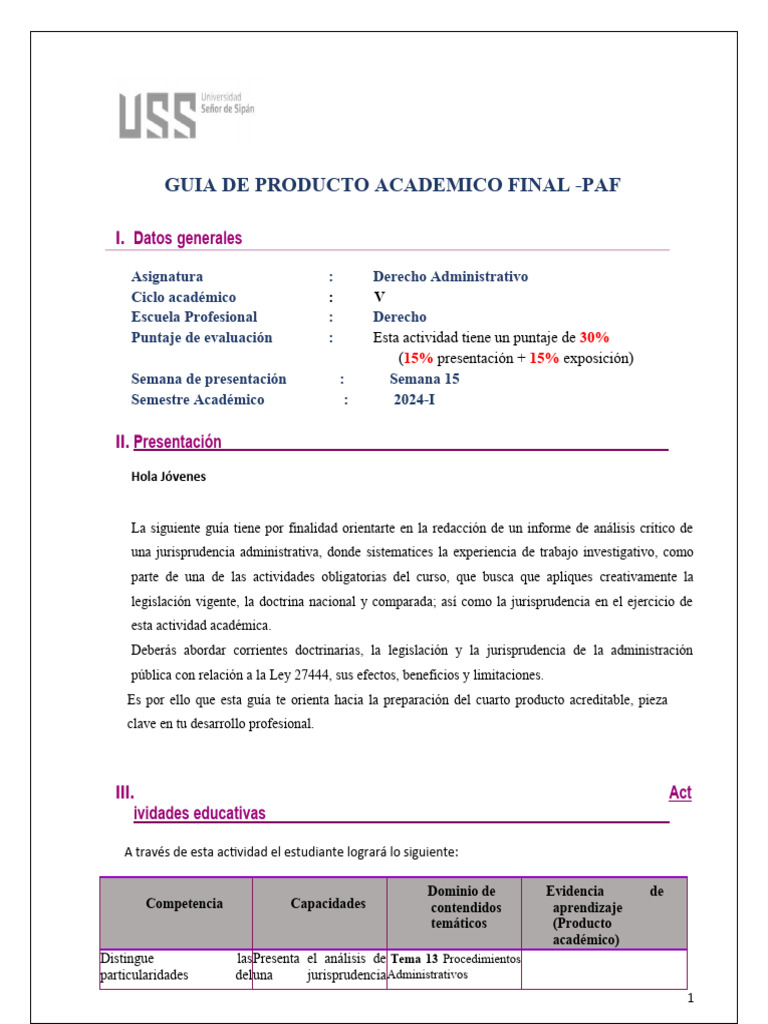 Guia Paf | PDF | Caso de ley | Evaluación
