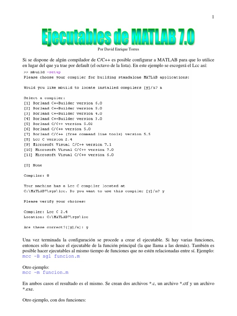 Ejecutables de MATLAB 7 | PDF | Matlab | Archivo de computadora