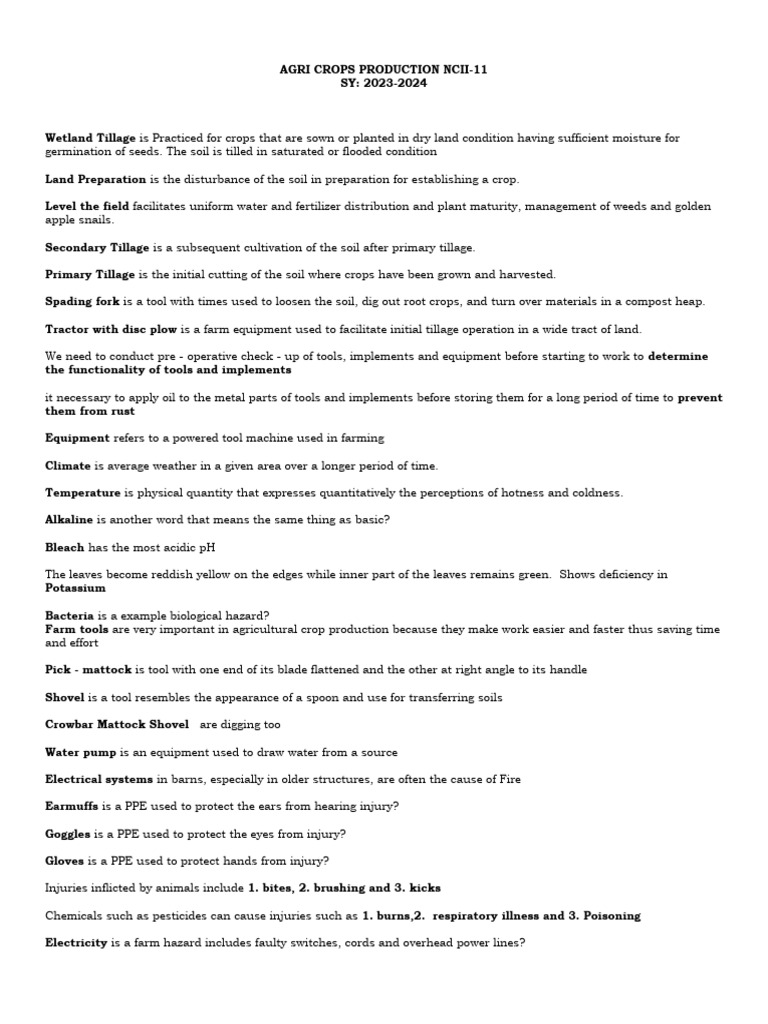 11-afa-3RD-Q-REVIEWER | PDF | Soil | Personal Protective Equipment