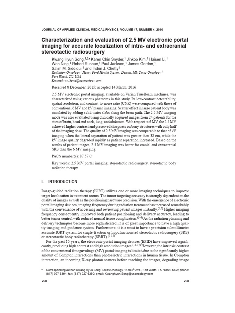 Characterization and Evaluation of 2.5 MV Electronic Portal Imaging For ...