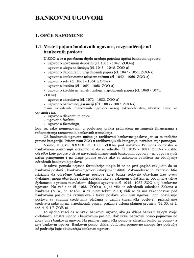 Bankarski Ugovori GORENC | PDF