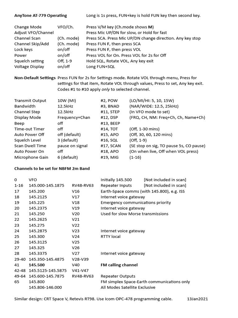 AnyTone AT-779 Operating | PDF | Electronics | Radio Technology
