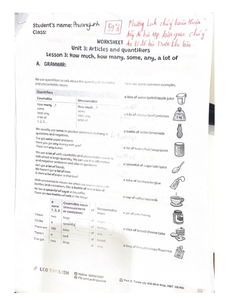 Phương Linh - Unit 3 Articles and Quantifiers | PDF