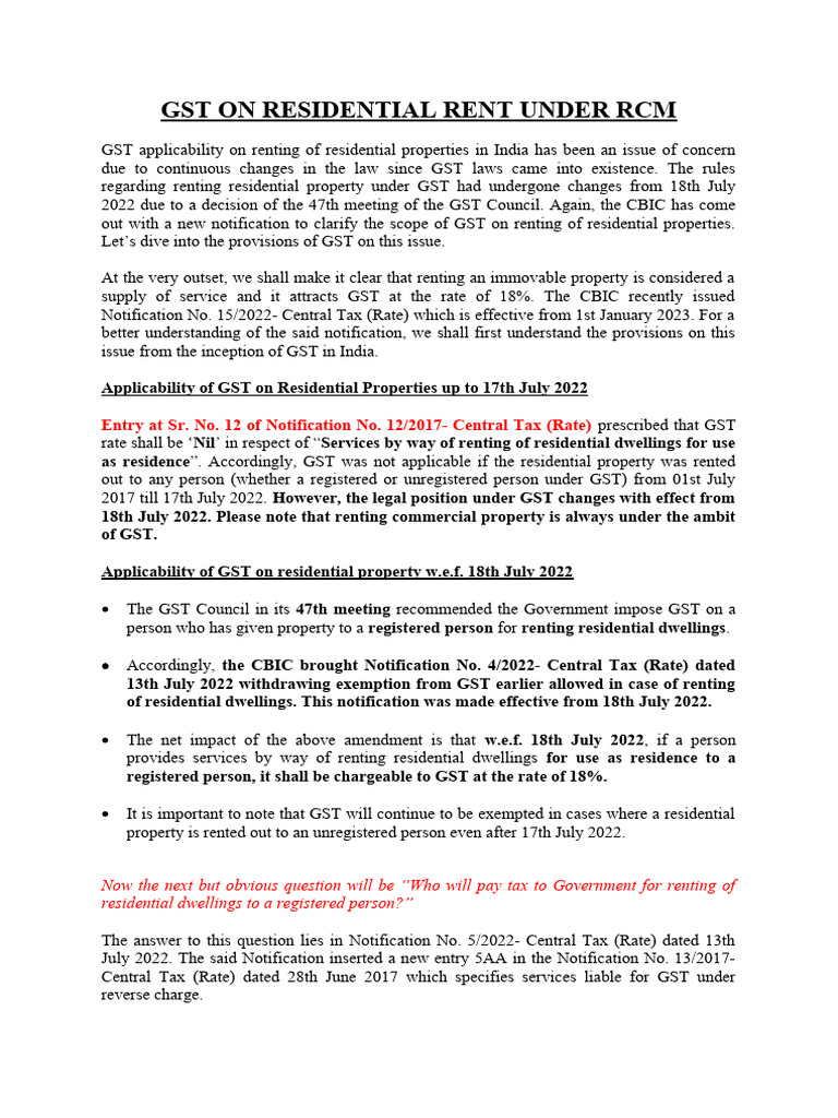 GST RCM | PDF | Leasehold Estate | Landlord