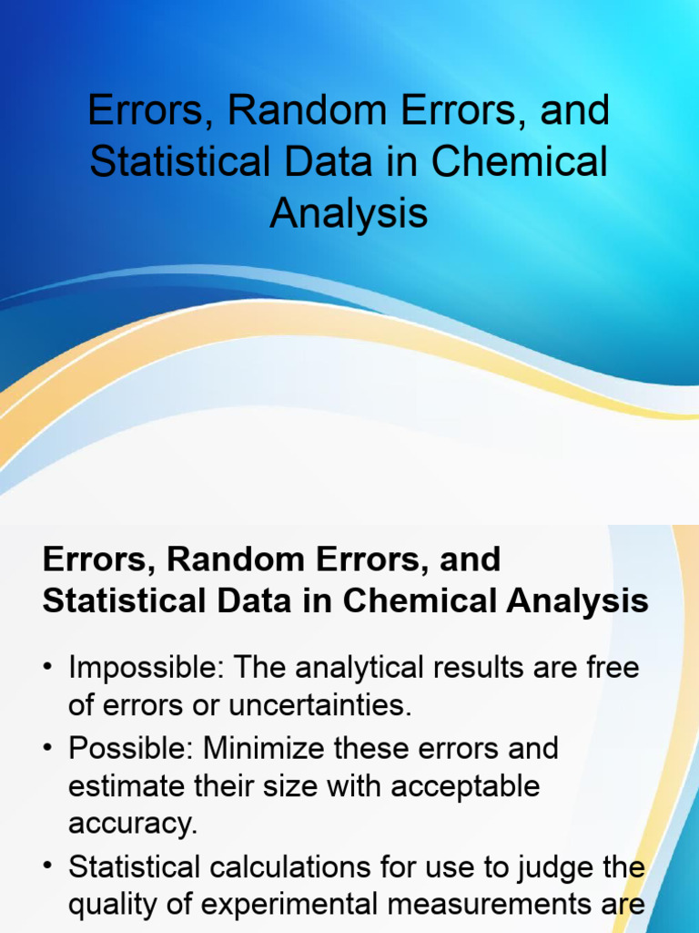 Statistical Errors in Chemical Analysis | PDF | Observational Error ...