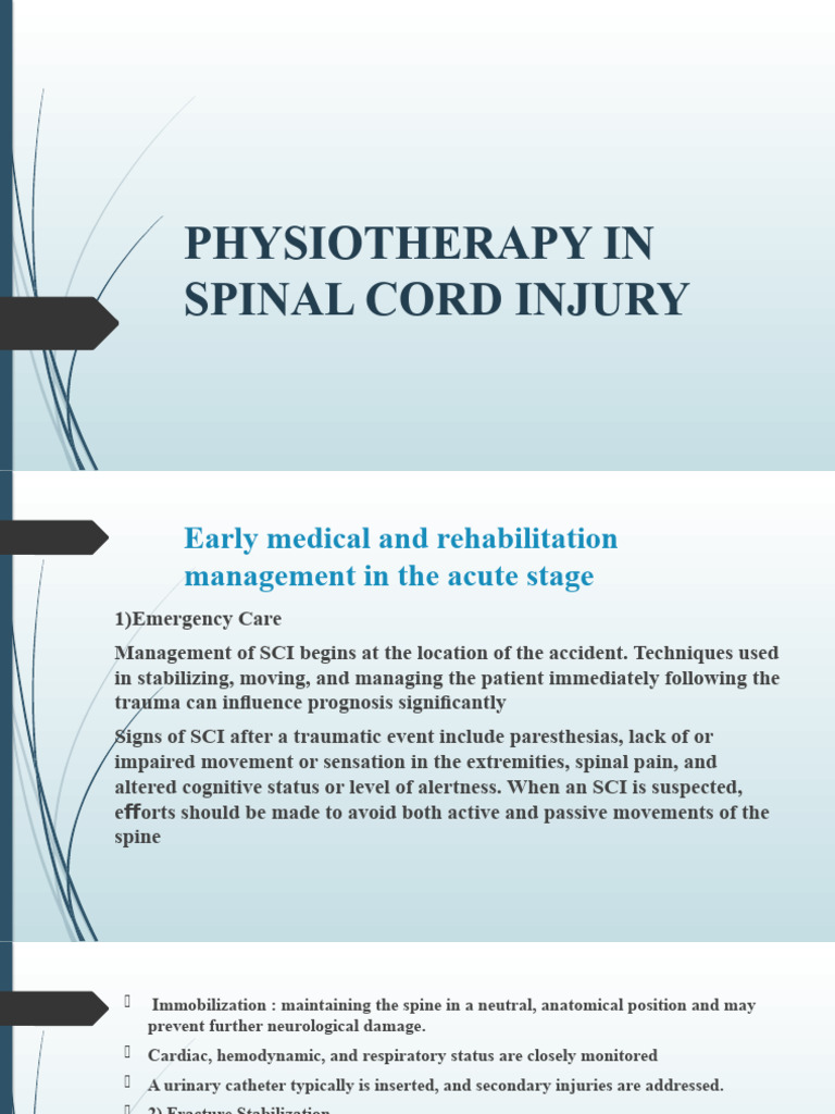 PHYSIOTHERAPY IN SPINAL CORD INJURY | PDF | Spinal Cord Injury | Breathing