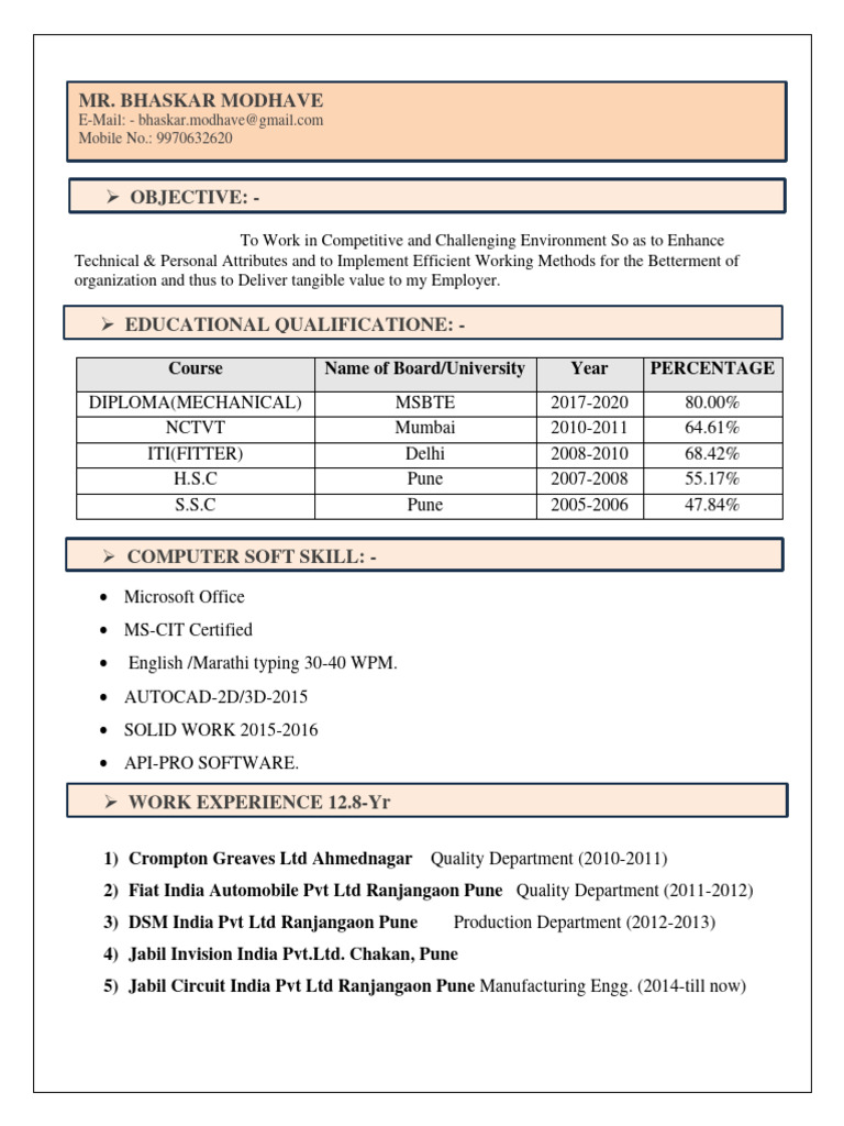 Bhaskar Resume - CV | PDF | Engineering
