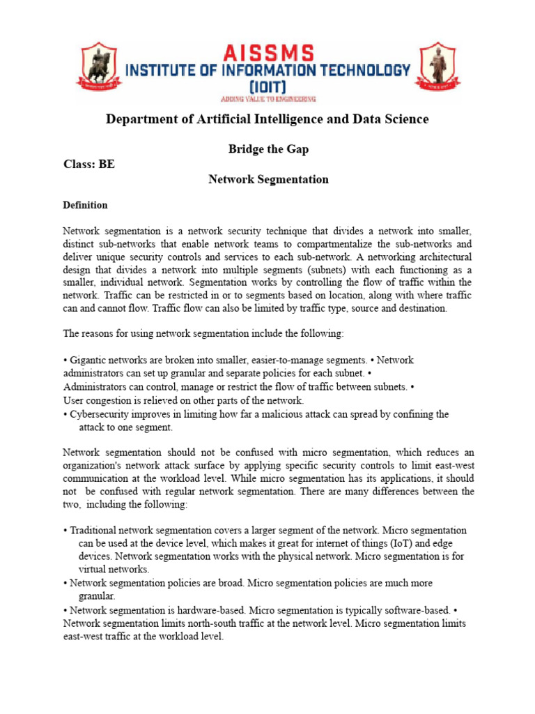 BTG - Network Segmentation - DC - BE | PDF | Computer Network | Security