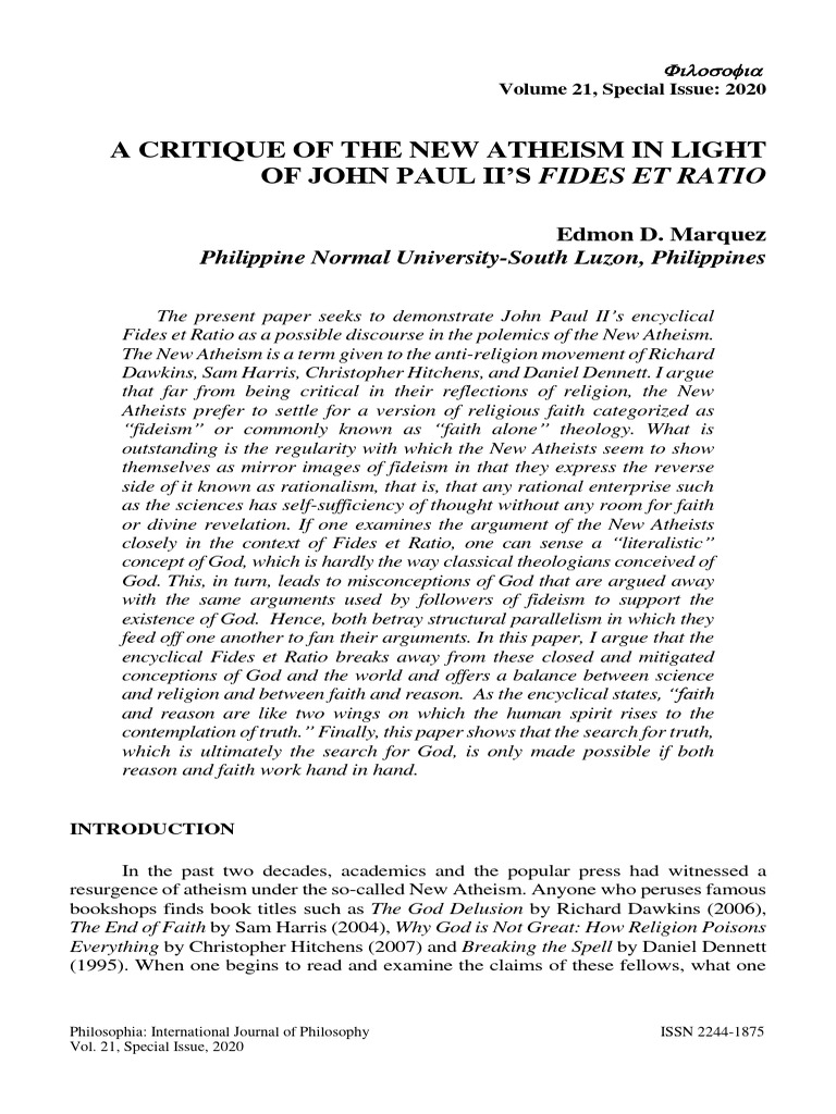 Marquez - A Critique of New Atheism | PDF | New Atheism | Creationism