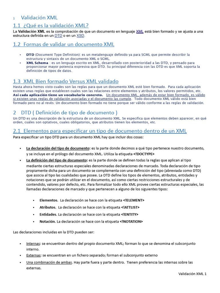 Validación XML | PDF | Xml | Modelo de datos