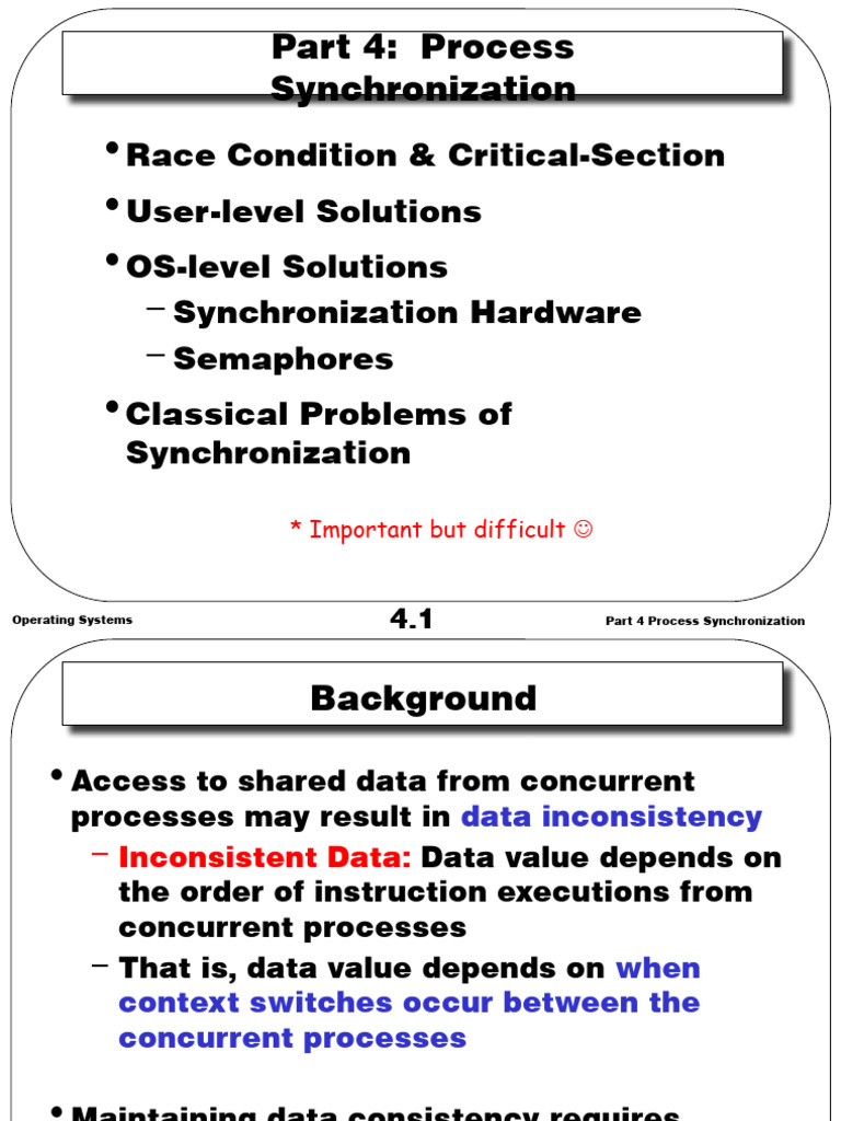Part4 (Synchronization) | PDF | Process (Computing) | Operating System Technology