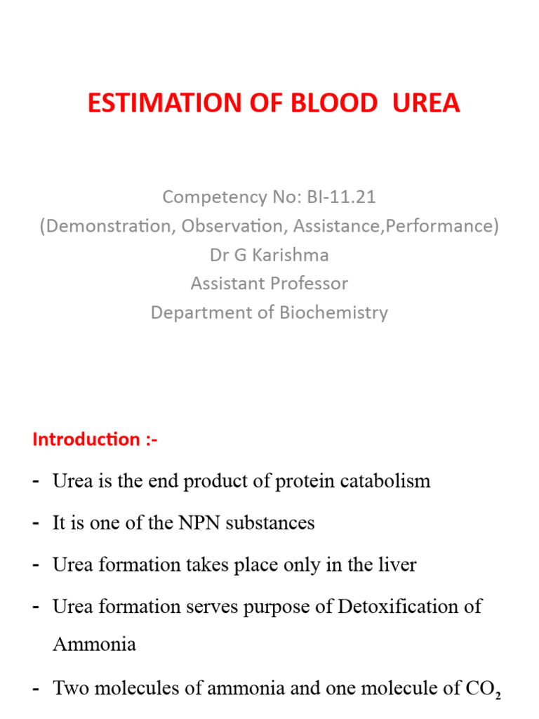 16.Estimation of Blood Urea (2) | PDF | Urea | Kidney