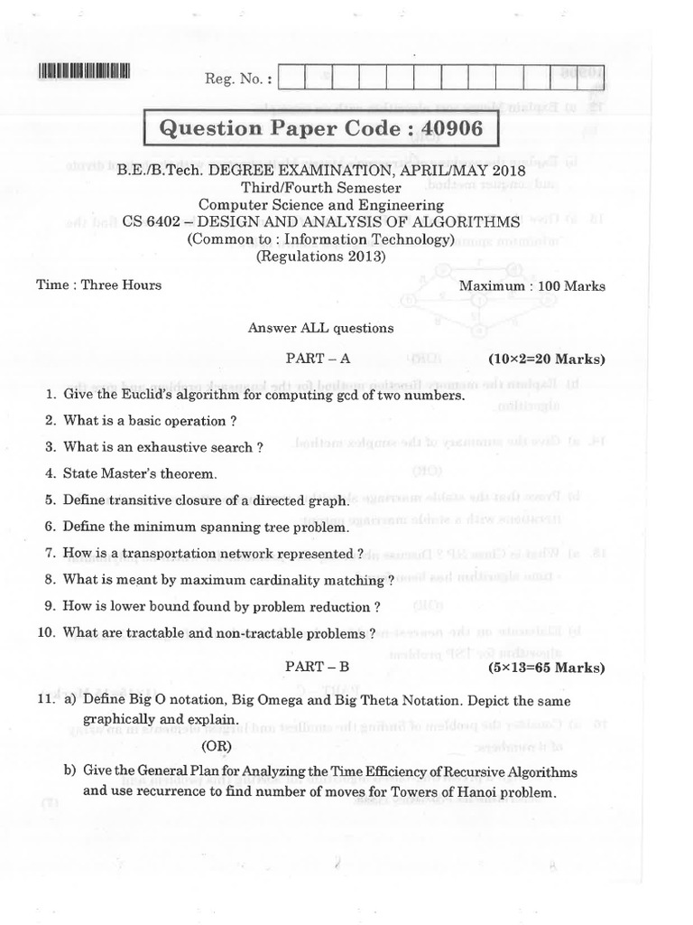algorithm anna university question | PDF