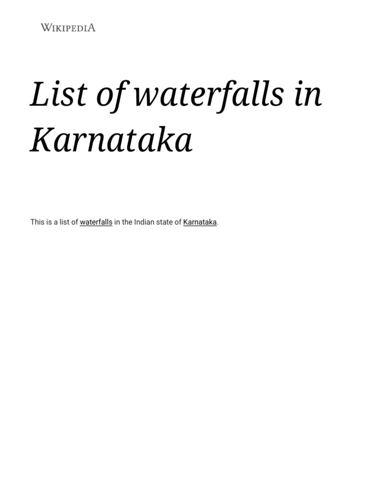 List of waterfalls in Karnataka - Wikipedia (1) | PDF