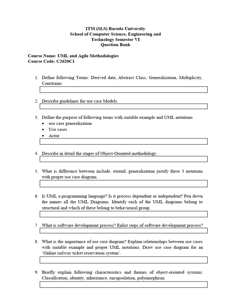Solution of UML External Question Bank | Download Free PDF | Use Case | Class (Computer Programming)