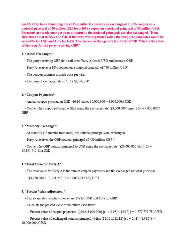 FX Swap Value Analysis for GBP Receiver | PDF | Swap (Finance ...