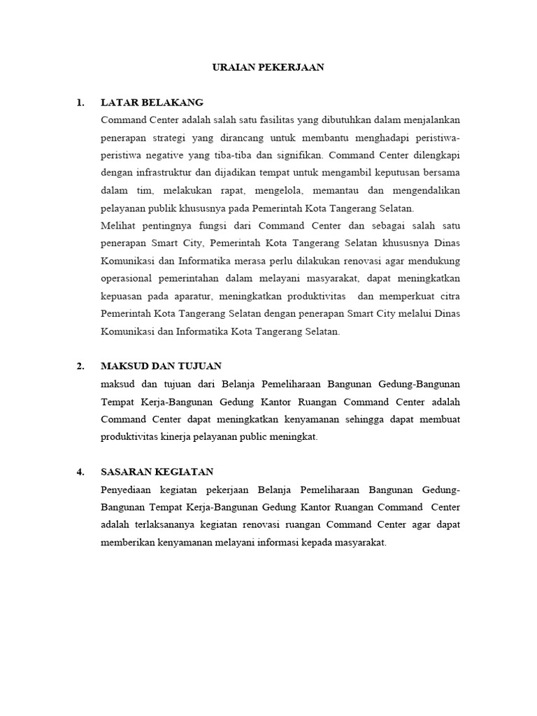 Renovasi Command Center Tangerang Selatan | PDF | Bisnis | Pengelolaan ...
