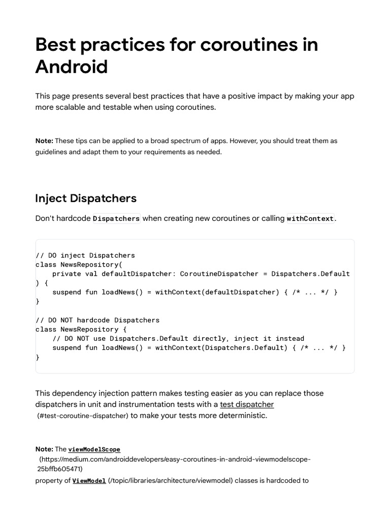 Best Practices For Coroutines | PDF | Information Technology | Computer ...