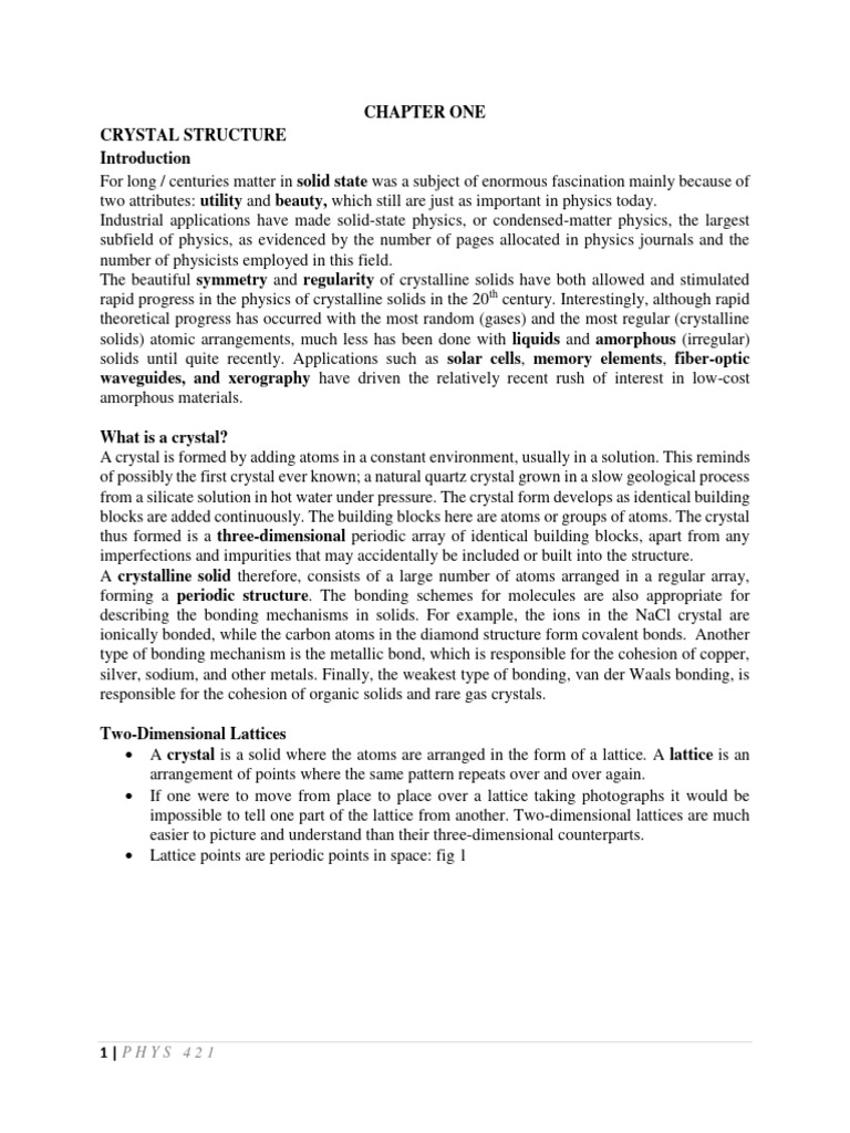 Chapter 1 Crystal Structure | PDF | Crystal Structure | Mineralogy