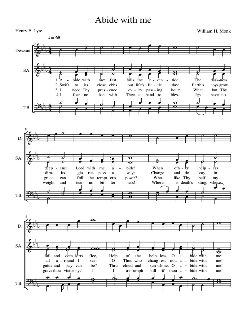 Abide With Me - 2 Optional Descants | PDF | British Christian Hymns ...